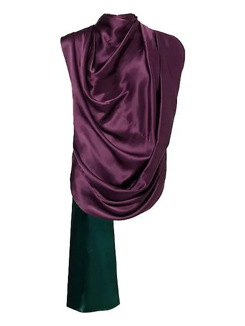 ROKSANDA Draped Silk Top - Aubergine
