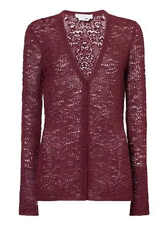 Gabriela Hearst Wool-silk Open-knit Cardigan - Bordeaux