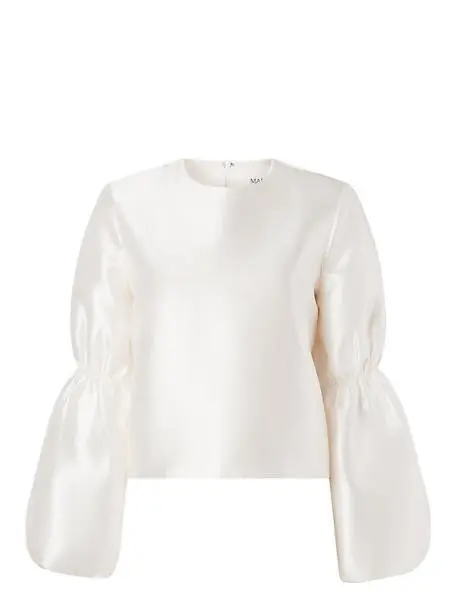 MALINA Cia Puff-sleeved Satin Blouse - Ivory