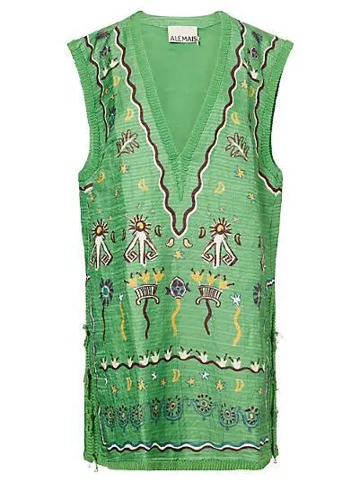 ALEMAIS Sun Dancer Printed Silk, Linen And Cotton Mini Dress - Multi