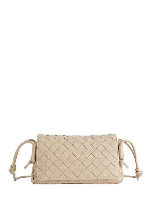 Bottega Veneta Leather Shoulder Bag - Ecru-gold