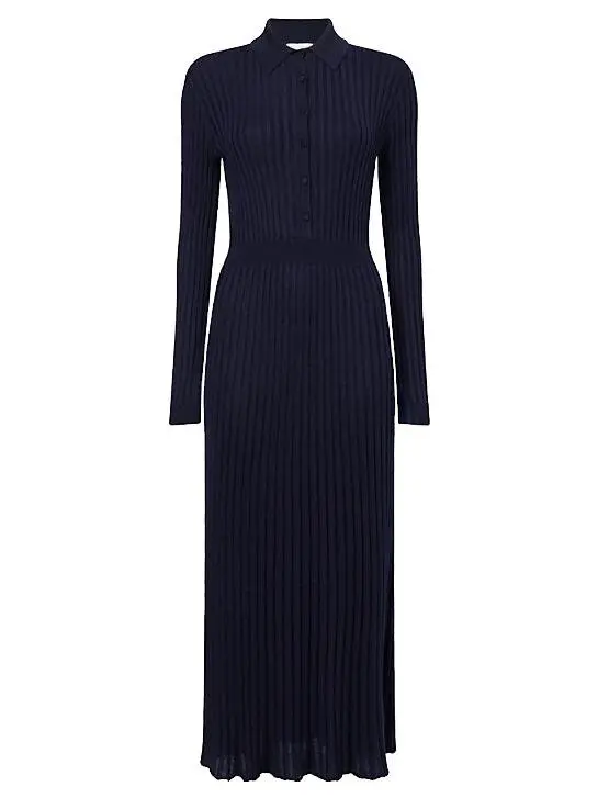 Gabriela Hearst Ardor Ribbed Cashmere-silk Knitted Midi Dress - Dark Navy