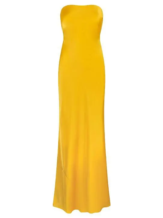 OMNES Satin Maxi Dress - Yellow