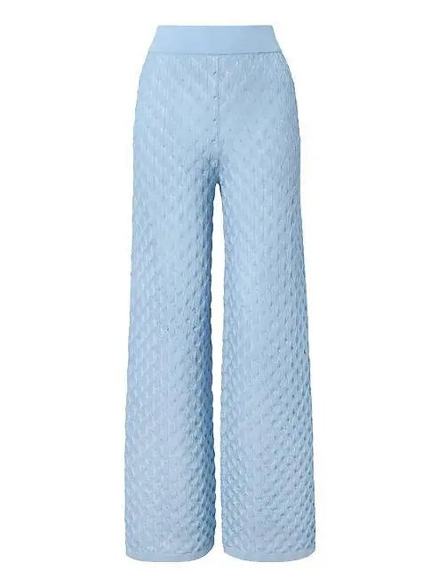 MALINA Alissa Wide-leg Knitted Trousers - Sky