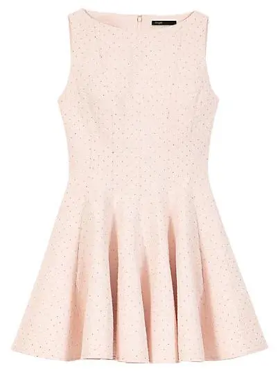Maje Flared Rhinestone-embellished Tweed Mini Dress - Pink
