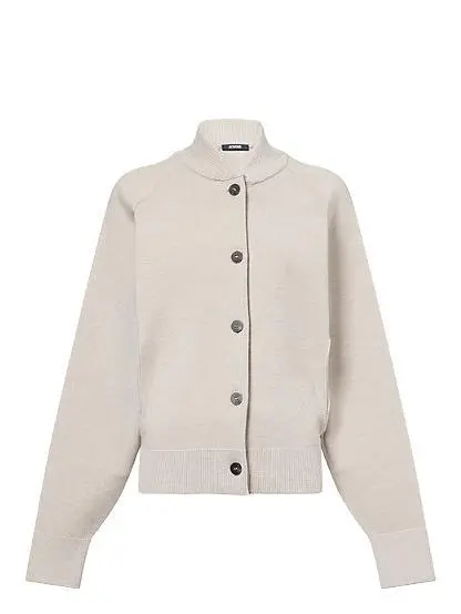 Jacquemus Lavande Embroidered Merino Wool Cardigan - Greige