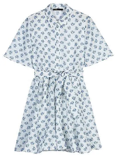 Maje Floral-print Linen-blend Mini Dress - Blue Small Flowers Print