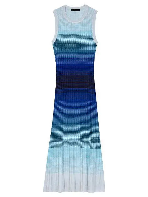 Maje Striped Ombré Knitted Maxi Dress - Blue