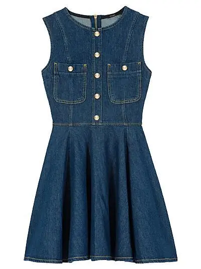 Maje Button-up Flared Denim Mini Dress - Navy
