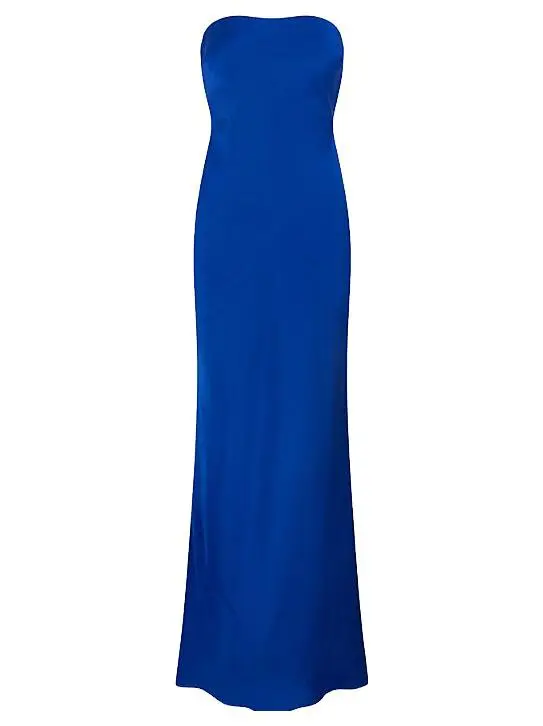 OMNES Strapless Satin Maxi Dress - Cobalt