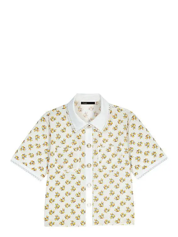 Maje Floral-print Lyocell-blend Shirt - Yellow Small Flowers