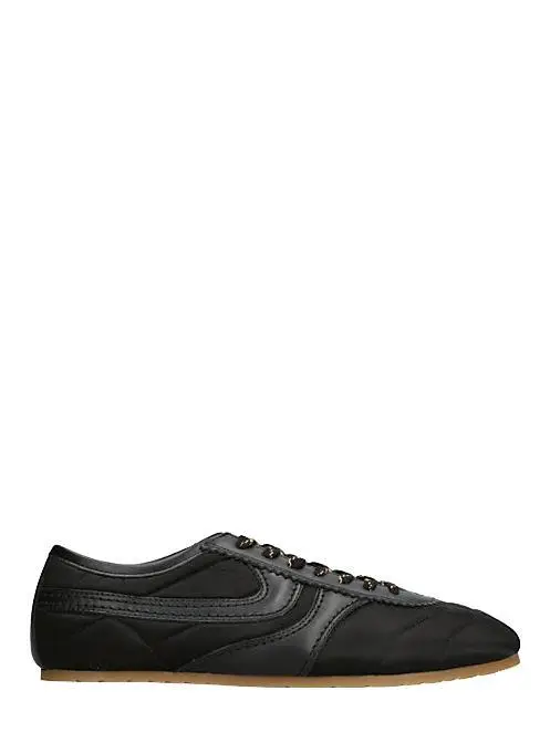 Dries Van Noten Dustin Satin And Leather Trainers - Black