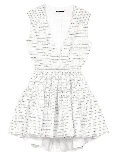 Maje V-neck Flared Mini Dress - White