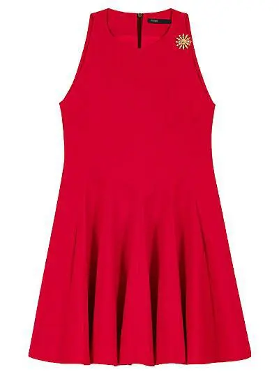 Maje Sleeveless Linen-blend Mini Dress - Red