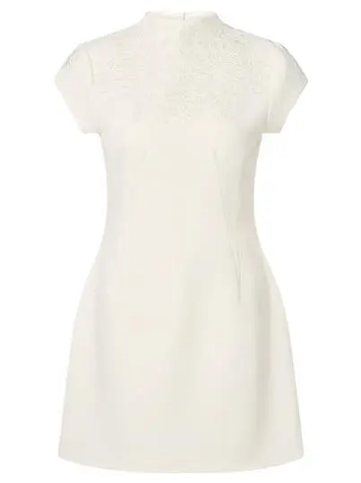 MALINA Bethanny Floral-embroidered Woven Mini Dress - Vanilla