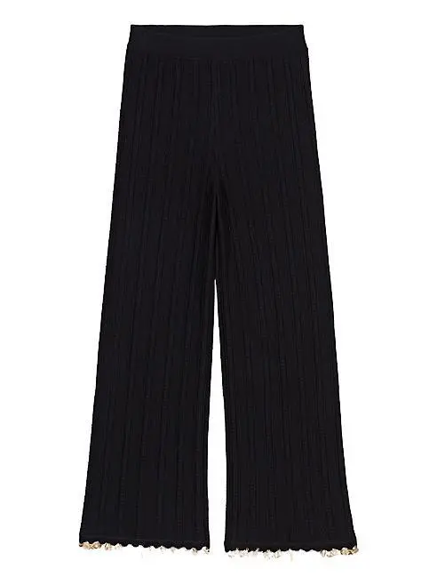 Maje Charm-embellished Knitted Trousers - Black