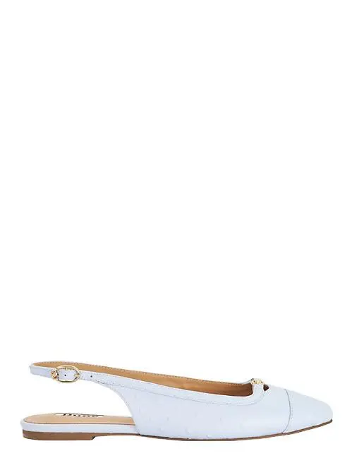 DUNE Hanna Leather Slingback Flats - Blue Leather