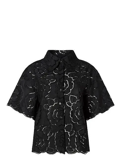 MALINA Claudia Lace Cotton-blend Shirt - Black
