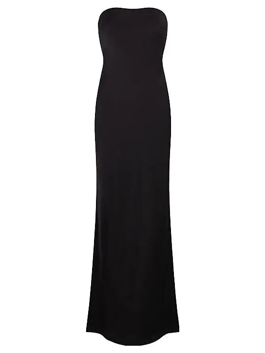 OMNES Strapless Maxi Satin Dress - Black