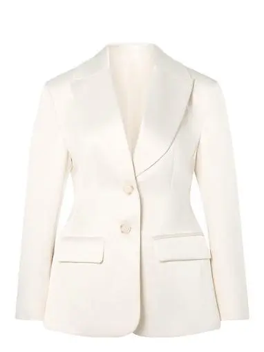 MALINA Ella Tailored Peplum Wool-blend Blazer - Vanilla