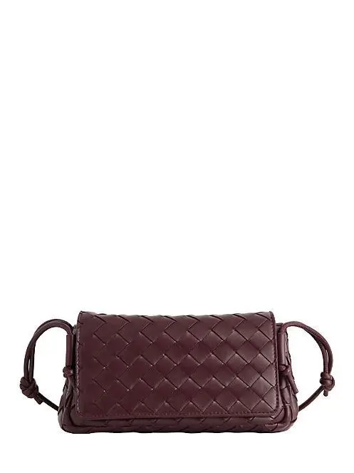 Bottega Veneta Leather Shoulder Bag - Deep Mahogany-gold