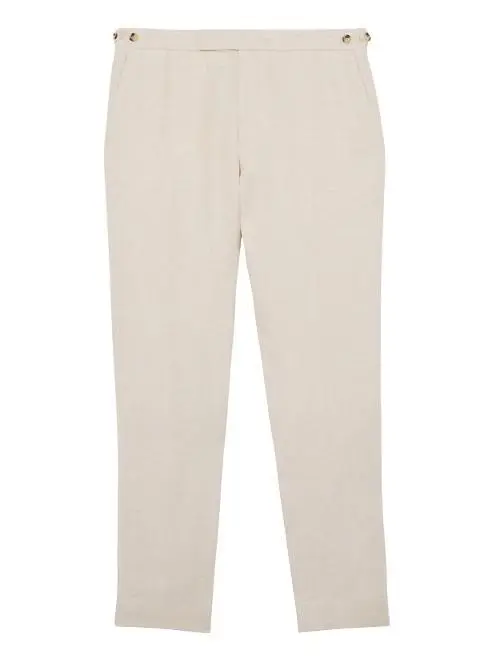 REISS Tailored-fit Linen Suit Trousers - Stone