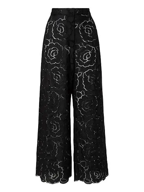 MALINA Stacey Wide-leg Lace Trousers - Black
