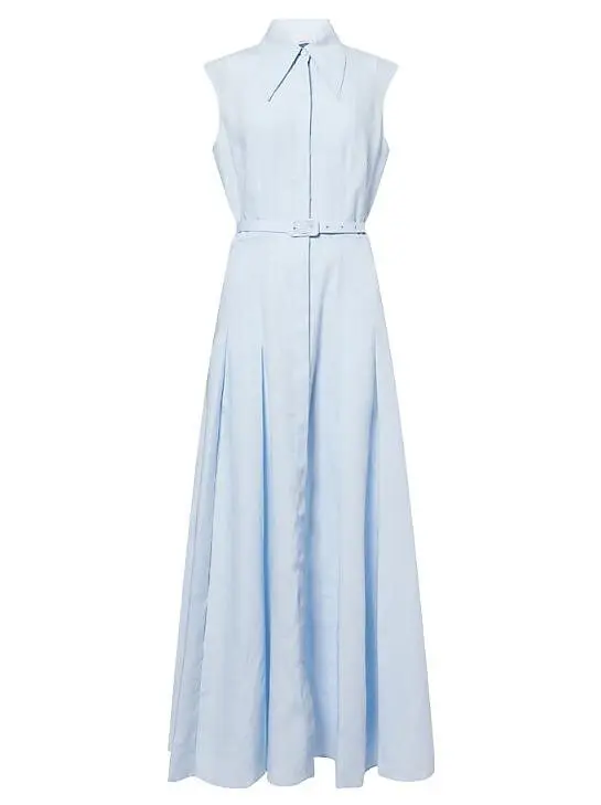 Gabriela Hearst Durand Belted Linen Shirt Dress - Light Blue