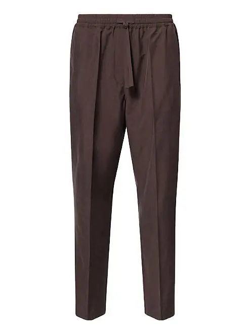 UMIT BENAN Drawstring-waist Silk-blend Trousers - Benan Brown
