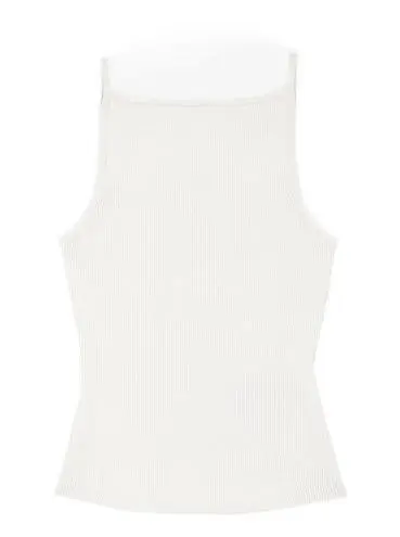 Maje Square-neck Ribbed Cotton-blend Top - White