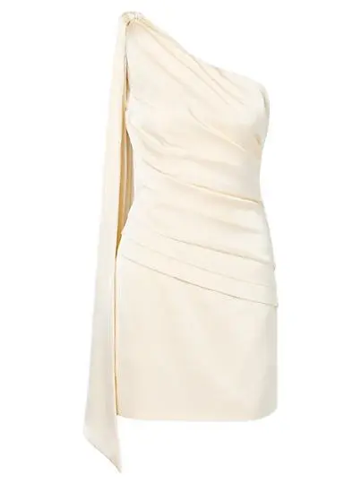 MALINA Nelly Draped Satin Mini Dress - Vanilla