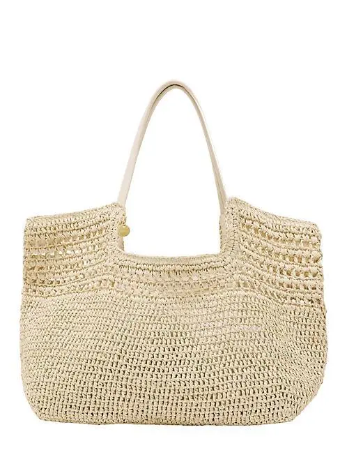 REISS Woven Raffia Tote Bag - Natural