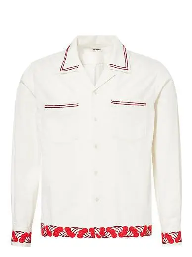 BODE Cherry Lane Beaded Cotton Shirt - White