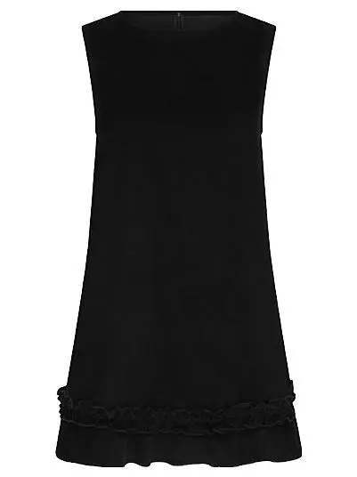 OMNES Adora Round-neck Corduroy Mini Dress - Black