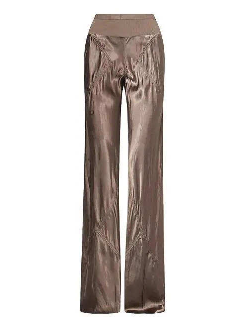 Rick Owens Bias Panelled Straight-leg Satin Trousers - Dust