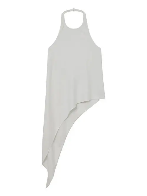 REISS Quinn Asymmetric-hem Stretch-woven Top - Ivory