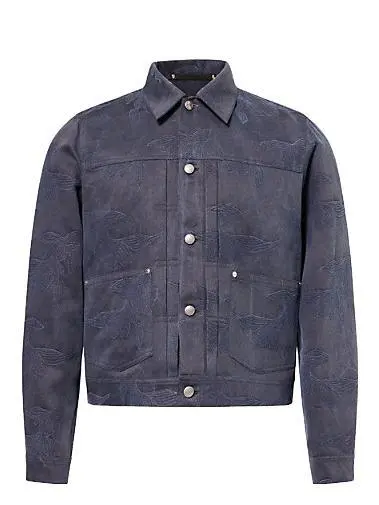 Paul Smith Embroidered Pleated-placket Cotton Jacket - Blue