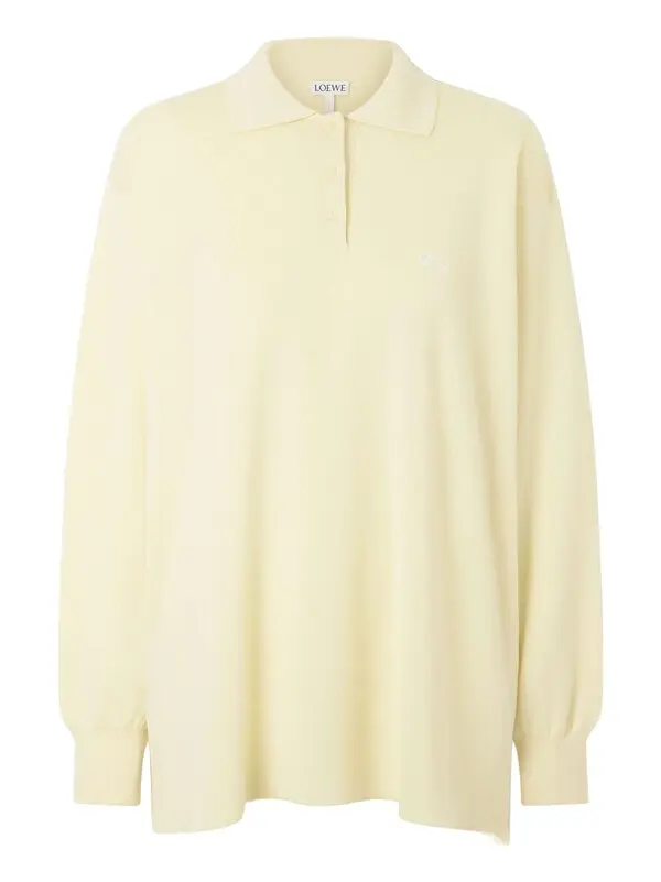 Loewe Cashmere And Silk-blend Polo Shirt - Pastel Yellow
