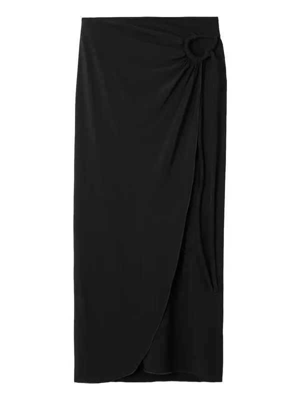 Max Mara Gathered Jersey Wrap-effect Maxi Skirt - Black