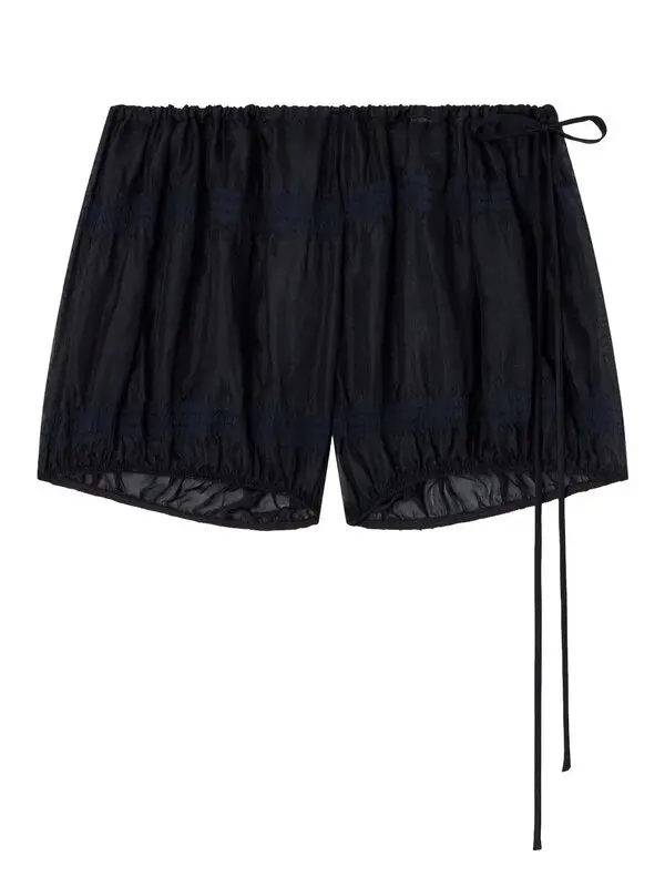 Kiki De Montparnasse Smocked Silk-blend Voile Shorts - Black