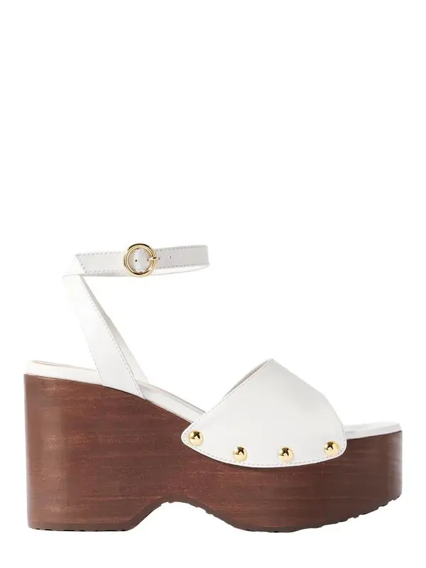 GIANVITO ROSSI 110 Studded Leather Platform Sandals - White