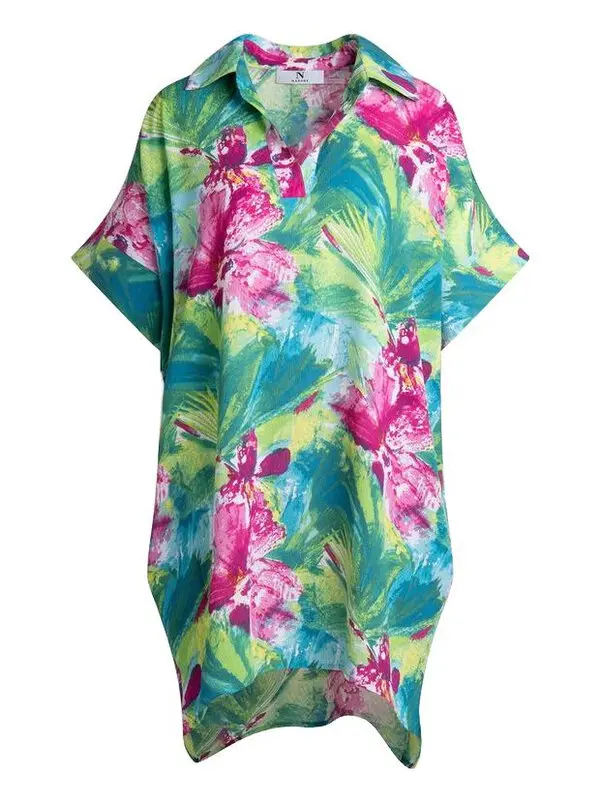 Natori Tropic Crinkle Dolman Shirtdress - Green