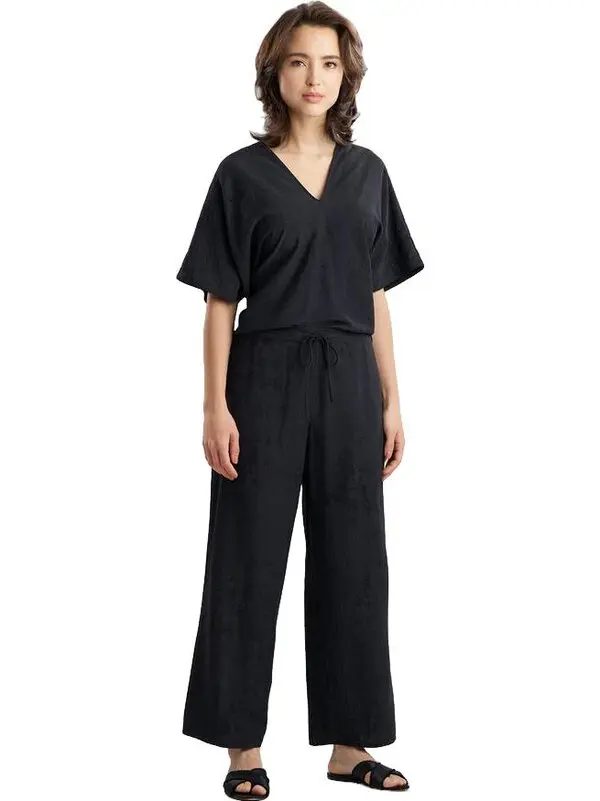 Natori Terra Foil Crinkle Pants - Black