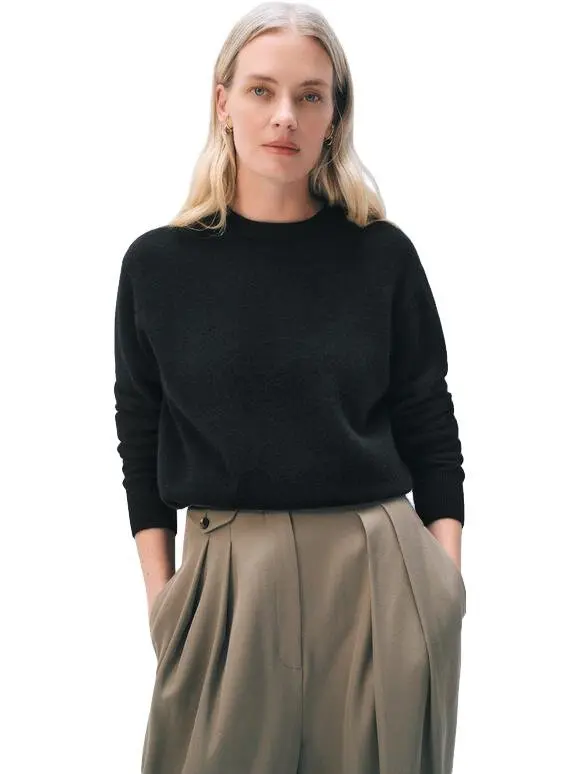 WHITE & WARREN Cashmere Crewneck Sweater - Black