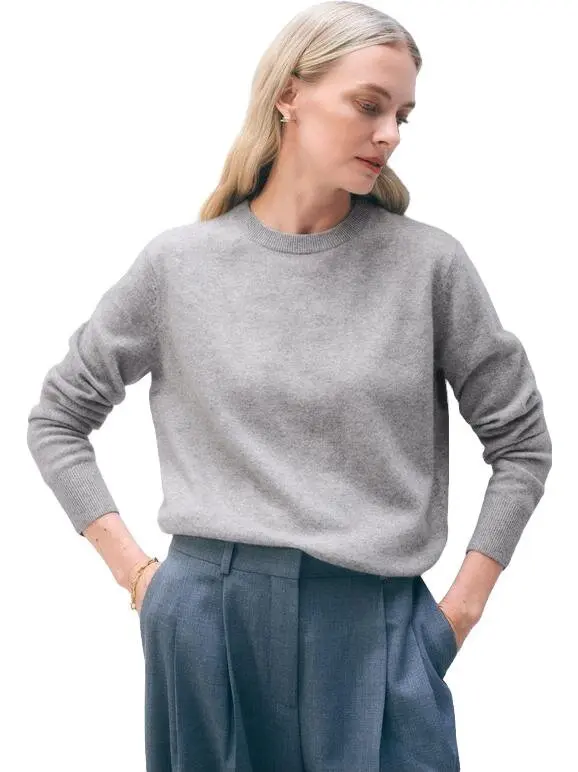 WHITE & WARREN Cashmere Crewneck Sweater - Grey