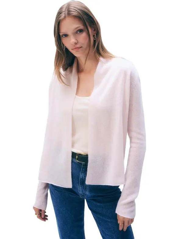 WHITE & WARREN Cashmere Mini Trapeze Cardigan - Pink