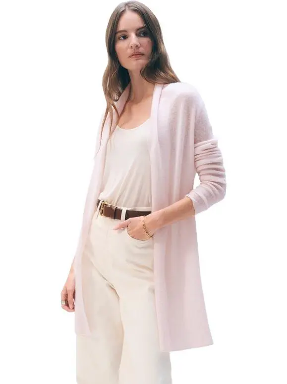 WHITE & WARREN Cashmere Trapeze Cardigan - Pink