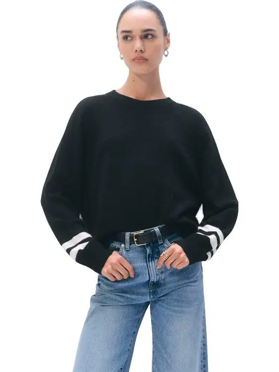 WHITE & WARREN Cashmere Easy Sweatshirt - Black