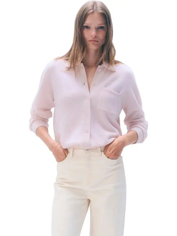 WHITE & WARREN Cashmere Button Shirt - Pink