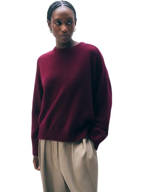 WHITE & WARREN Cashmere Saddle Sleeve Crewneck - Natural